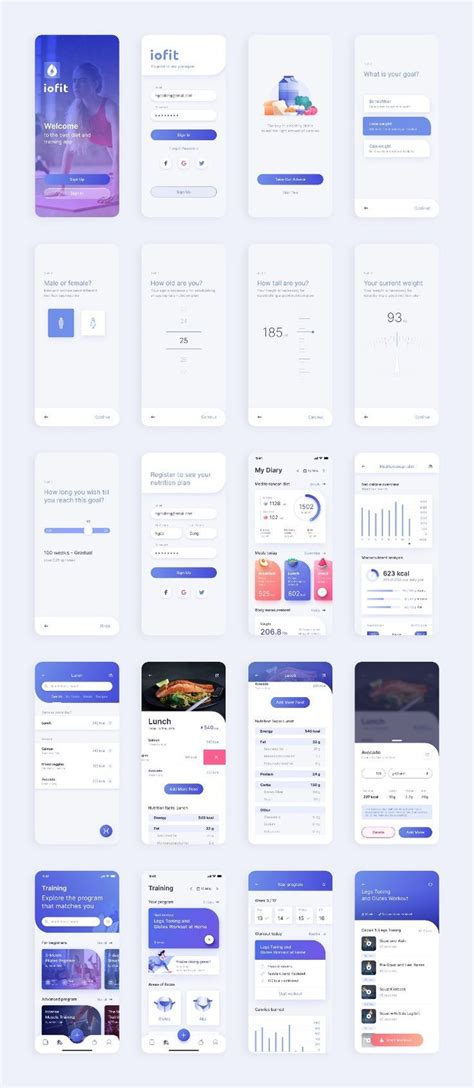 iofit diet and training app ui kit sketch ios ui kit mobile app