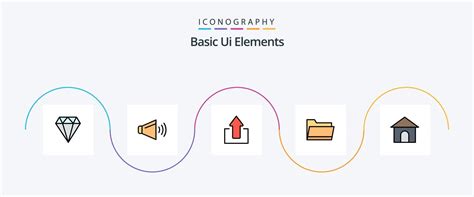 Basic Ui Elements Line Filled Flat 5 Icon Pack Including Hose Storage Arrow Data Folder