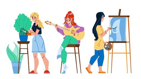 Vecteur Féminin Passe Temps Vecteur Premium