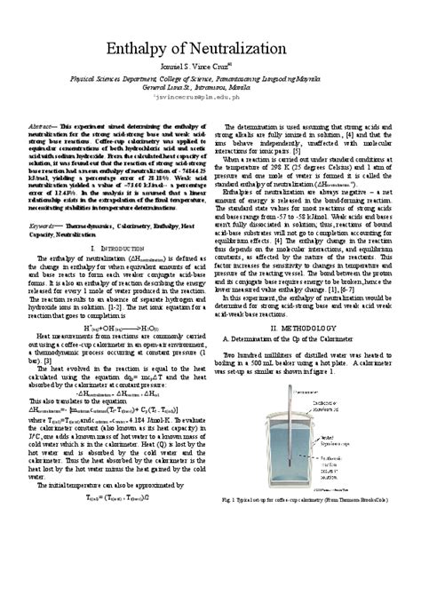 Doc Enthalpy Of Neutralization Procedure Experiment