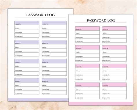 Password Tracker Printable Editable Password Log Password Keeper