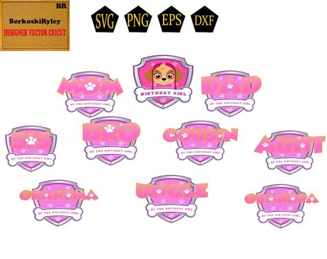 Paw Patrol Svg Skye Svg Paw Patrol Svg Shield Clipart For Etsy