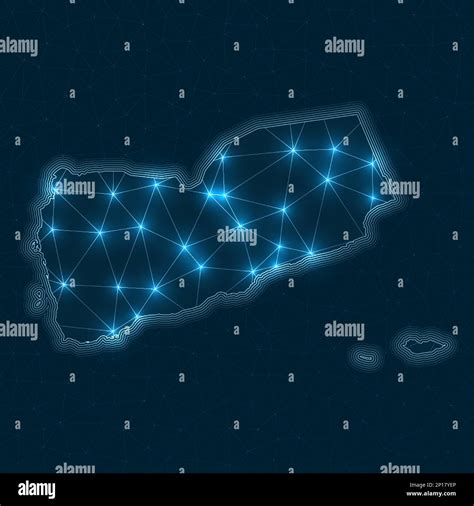 Yemen Network Map Abstract Geometric Map Of The Country Digital Connections And