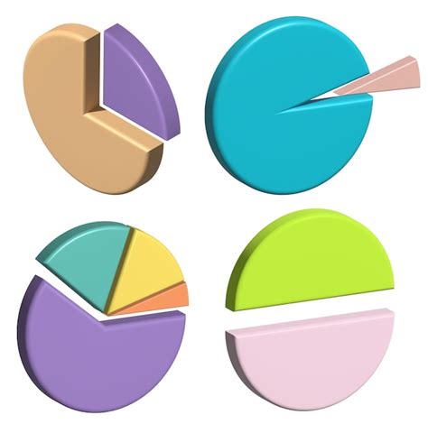 Premium Photo Round Volumetric Data Charts On Isolated Background 3d Rendering Illustration