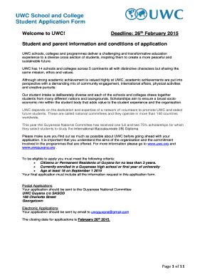 Fillable Online UWC Babe And College Babe Application Form Fax Email Print PdfFiller