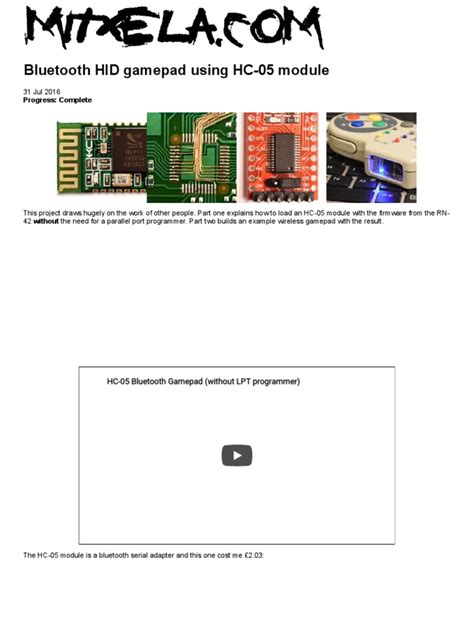 Bluetooth Hid Gamepad Using Hc 05 Module Pdf Pdf Electronics