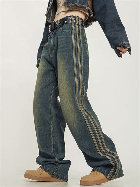 Striped Baggy Jeans Baggy Jeans With Stripes On The Side