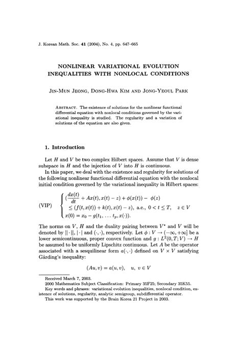 PDF Nonlinear Variational Evolution Inequalities With Nonlocal Conditions