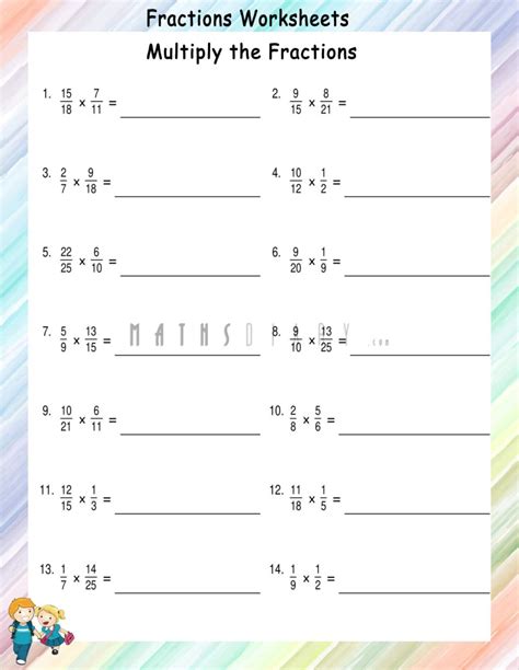Multiplying Proper Fractions Worksheets Math Worksheets