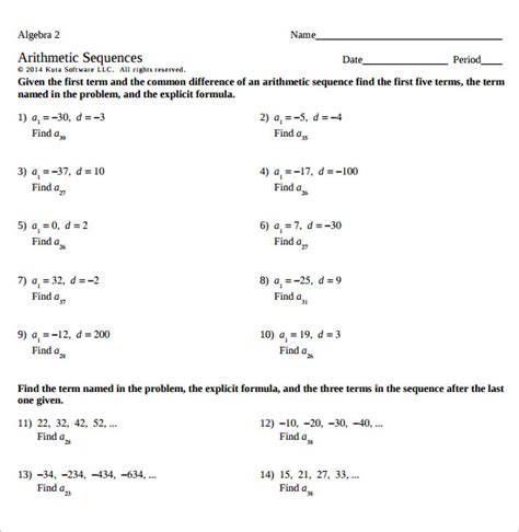 Arithmetic Sequence Example 8 Download Free Documents In Pdf Word Sample Templates