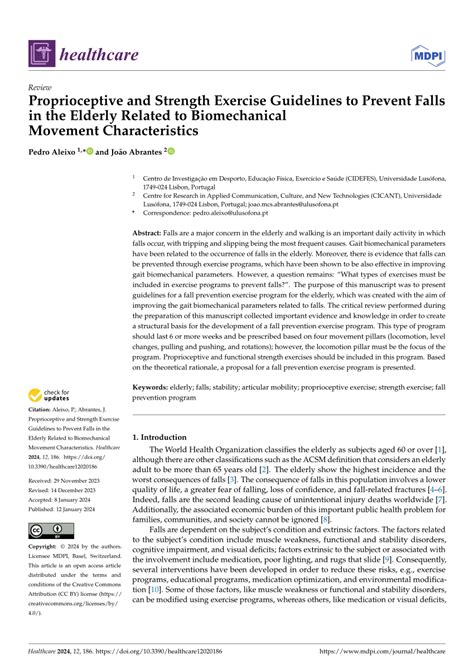 Pdf Proprioceptive And Strength Exercise Guidelines To Prevent Falls