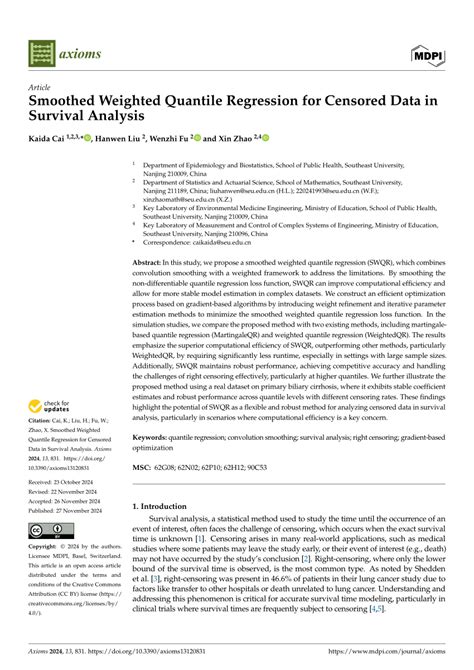 PDF Smoothed Weighted Quantile Regression For Censored Data In