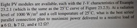 Solved Eight PV Modules Are Available Each With The IV Chegg Com