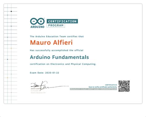 Certificazione Arduino Foundamentals Mauro Alfieri Arduino Certified