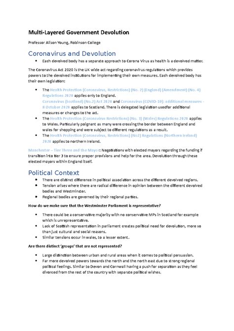Multilayered Constitutionalism Multi Layered Government Devolution Professor Alison Young
