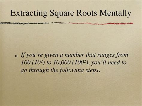 Extracting Square Roots Mentally Key Science