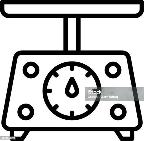 상업용 학년 나침반 바늘 유형 부엌 체중 크기 개념 벡터 라인 아이콘 디자인 무게 측정 장치 기호 질량 균형 기호 전통적인