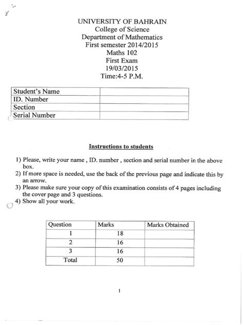 Math 102 Test 1 First 19 3 2015 Pdf