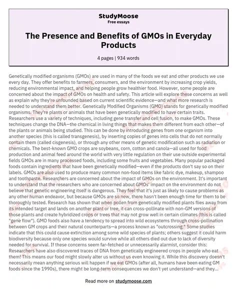 The Presence And Benefits Of Gmos In Everyday Products Free Essay Example