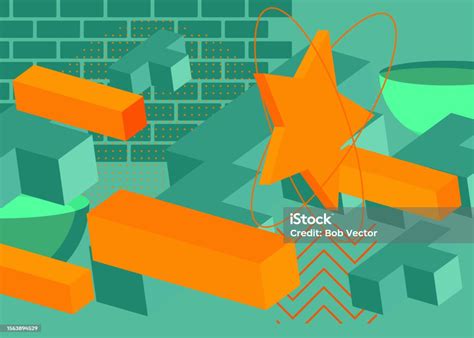 청록색 주황색 기하학적 그래픽 복고풍 테마 커버 최소한의 기하학적 요소 포스터 배너 디자인을 위한 빈티지 추상 모양 템플릿 0명에 대한 스톡 벡터 아트 및 기타 이미지