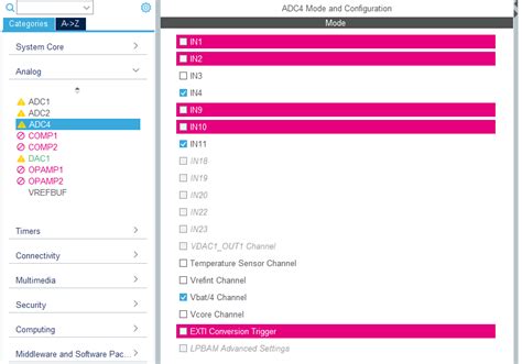 Solved Problem Configuring Adc4 Inputs With Stm32cubemx 6