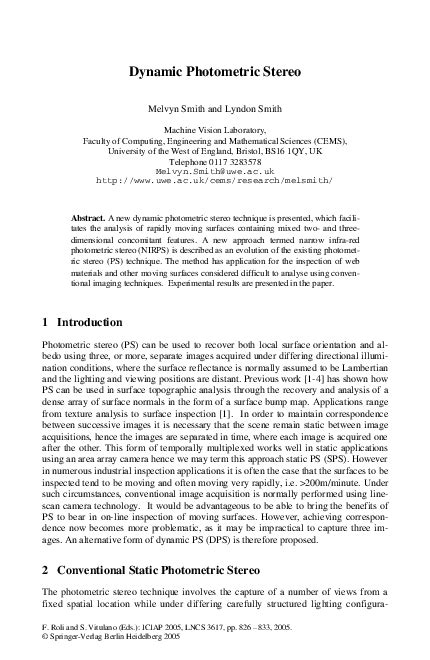 Pdf Dynamic Photometric Stereo