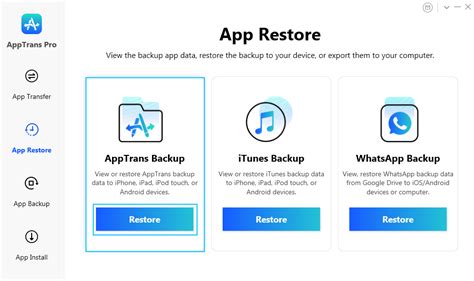 Apptrans User Guide Restore Apps From Apptrans Backup