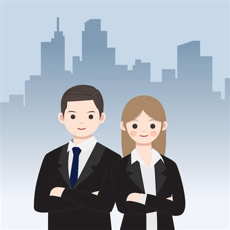 Premium Vector 팔장낀 남여 회사원 Premium Vector 팔장낀 남여 회사원