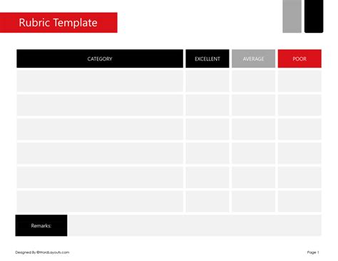Minimalist Assessment Rubric Template Wordlayouts
