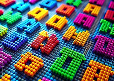Retro Pixel Game Alphabet Font Macro Photography Of S Arcade Video Game Typography Stock