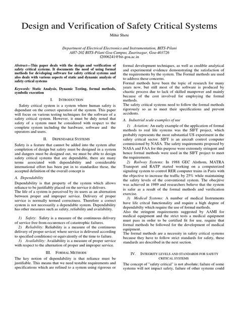 Safety Critical Systems Formal Verification Verification And Validation