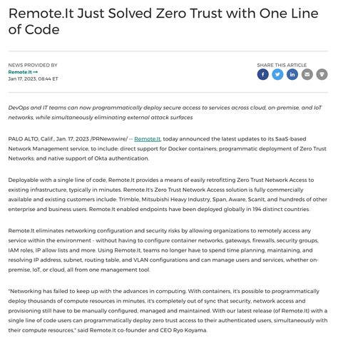 Remote It Just Solved Zero Trust With One Line Of Code