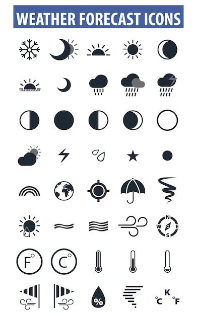 Premium Vector Icon Set Weather And Forecast Filled Icon Style Vector Illustration On White