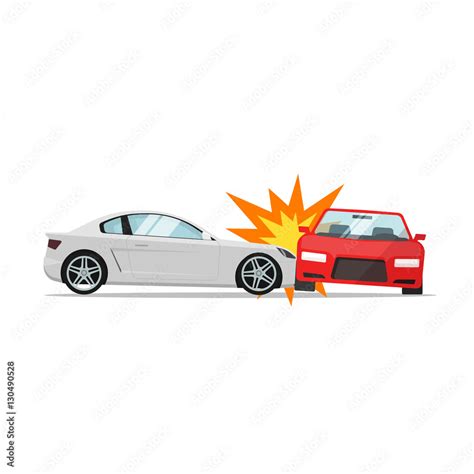 Car Crash Vector Illustration Flat Cartoon Style Two Automobiles