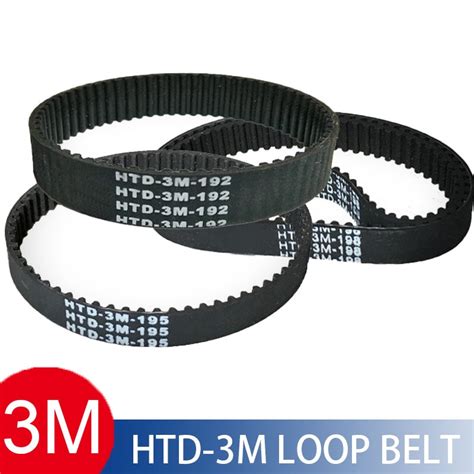 Htd 3m 타이밍 벨트 180 183 186 189 192 195 198mm 8 10 12mm 너비 고무 벨트 폐쇄 루프