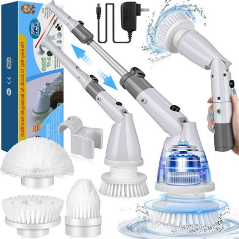 Musment Electric Spin Scrubber Cordless Bath Tub Power Scrubber With Long Handle And 4