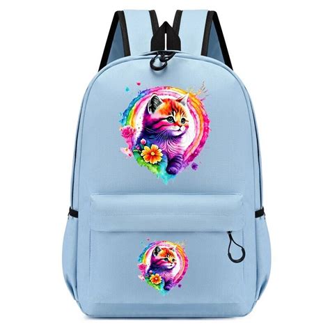 어린이 배낭 수채화 귀여운 꽃 고양이 학교 가방 유치원 학교 가방 아기 소년 소녀 책가방 여행 가방 배낭