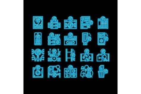 Data Recovery Computer Processing Neon Glow Icon