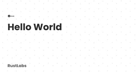 hello world learn rust