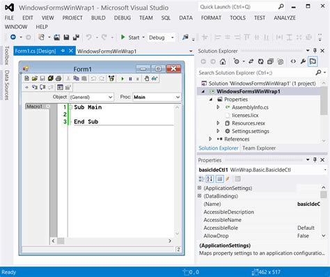 A Visual Studio 2012 Project Includes The Winwrap Basic Ide Control
