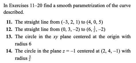 Solved In Exercises 11 20 Find A Smooth Parametrization Of The Curve
