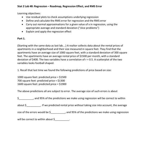 solved stat 2 lab 8 regression roadmap regression
