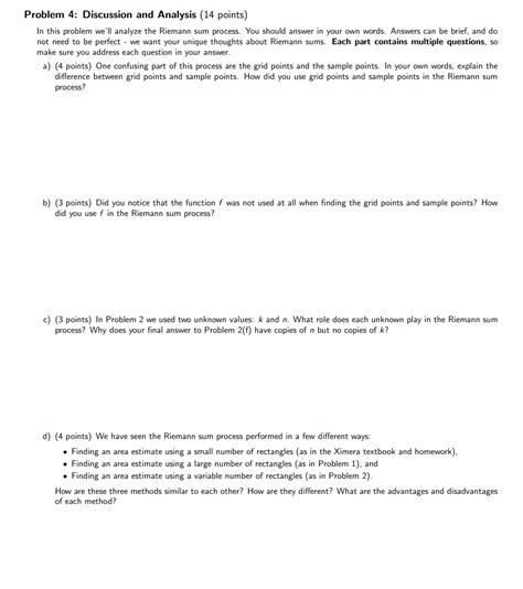 Solved Problem 4 Discussion And Analysis 14 Points In Chegg Com