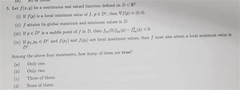 solved 5 let f x y be a continuous real valued function