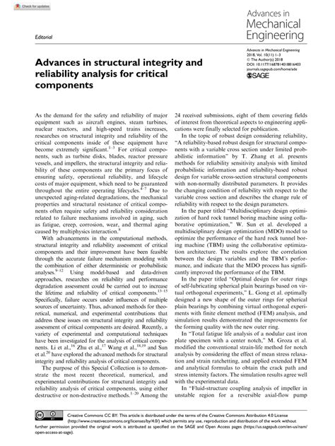 Pdf Advances In Structural Integrity And Reliability Analysis For