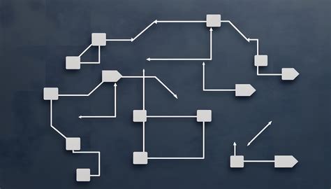 Abstract Flowchart With Arrows And Boxes On A Dark Background