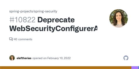 Deprecate WebSecurityConfigurerAdapter Issue Spring Projects Spring Security GitHub