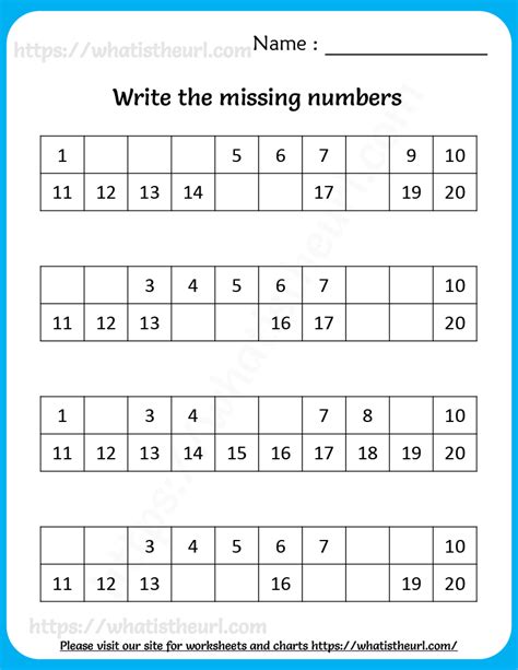 Write The Missing Numbers Your Home Teacher