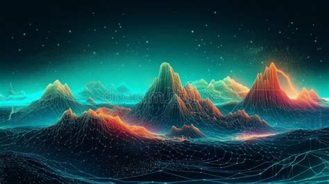High Tech Futuristic Computer Graphics Background Illustration Ai Generative Stock Illustration