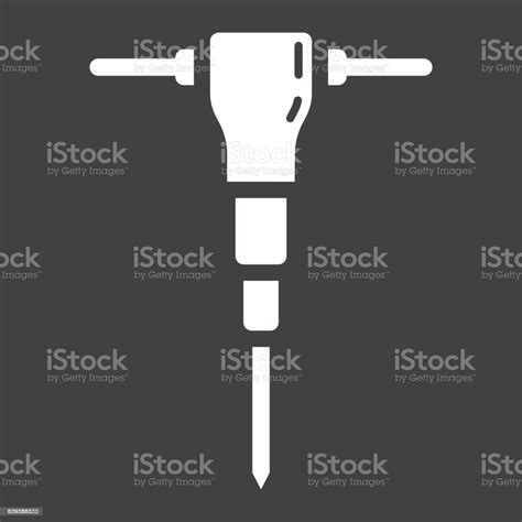 건설 소형의 문자 모양 아이콘 빌드 및 수리 공 압 망치 기호 벡터 그래픽 검은 배경에 Eps 10 솔리드 패턴 개념에 대한 스톡 벡터 아트 및 기타 이미지 Istock